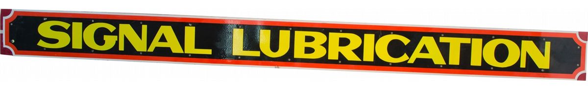 Large "SIGNAL LUBRICATION" Porcelain Sign - 140"w x 12"