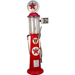 Vintage Tall Visible Gas Pump Reproduction In Texaco Motif
