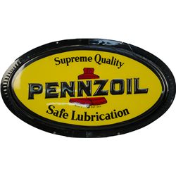 PENNZOIL Oval Embossed Plastic Sign In Metal Frame