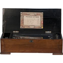 Early Wooden Piccolo-Zither 11" Cylinder 1-Comb Music B