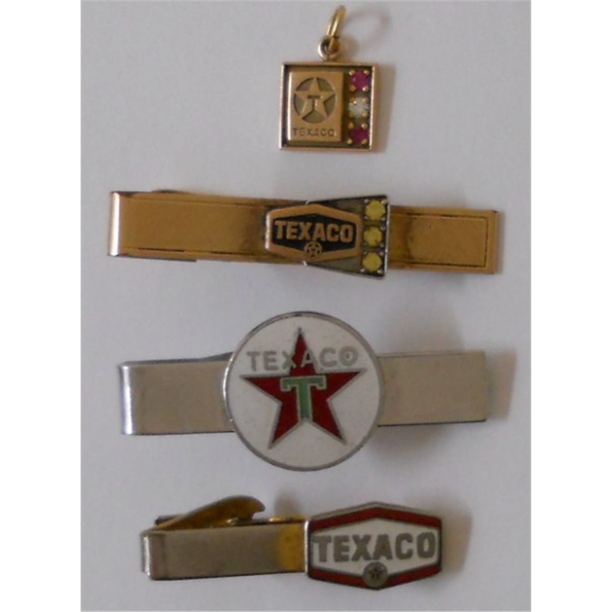 Texaco tie tabs and necklace pendant