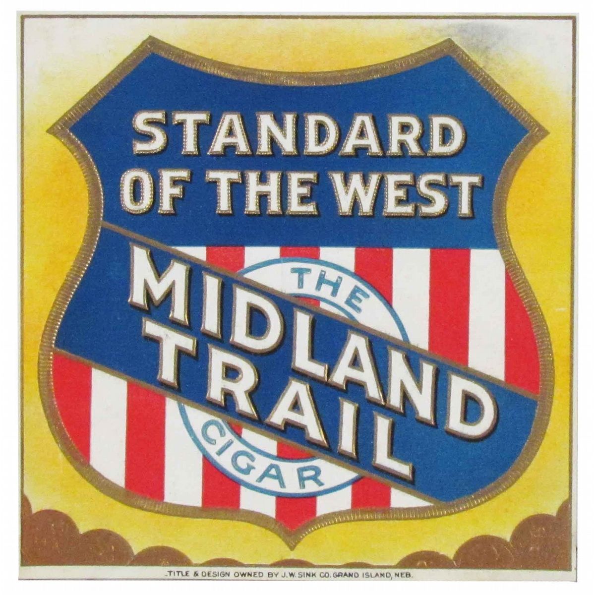 J.W. Sink Co. Litho, "Midland Trail" Cigar Label