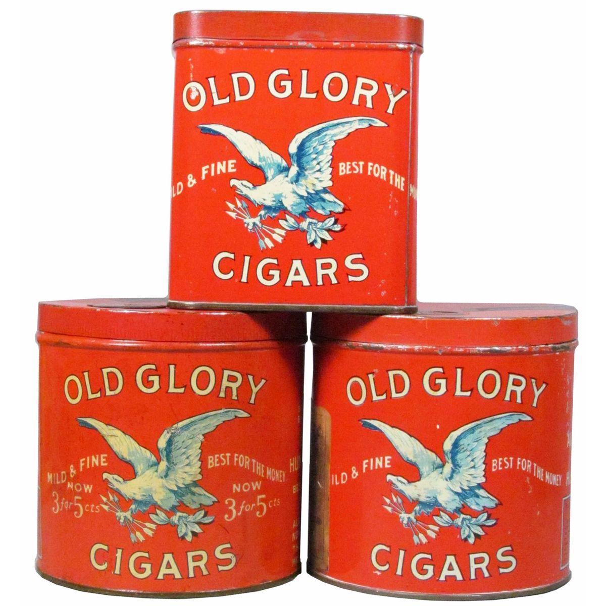 Three Old Glory Cigar Tins for 50 Cigars