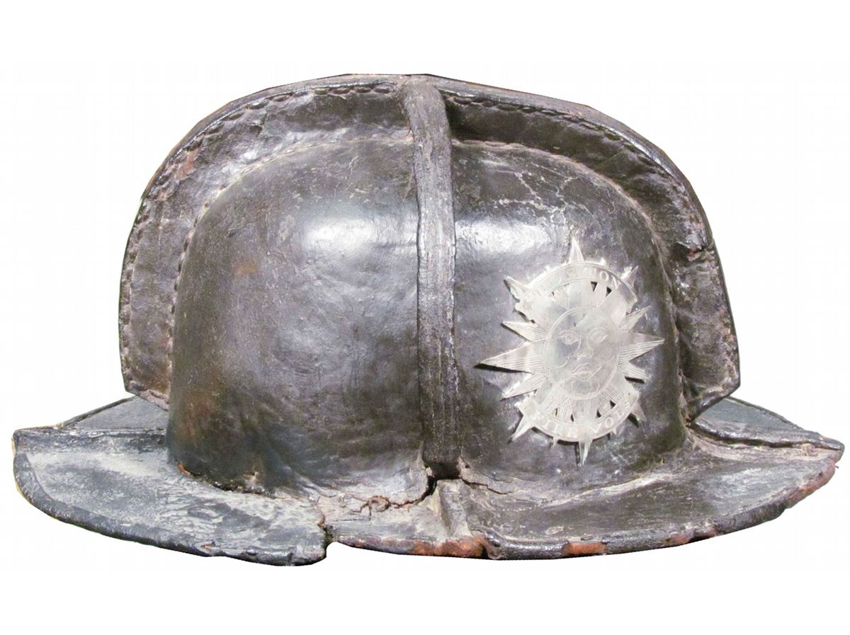 Early 1800's Leather Boston Fire Vols. Helmet