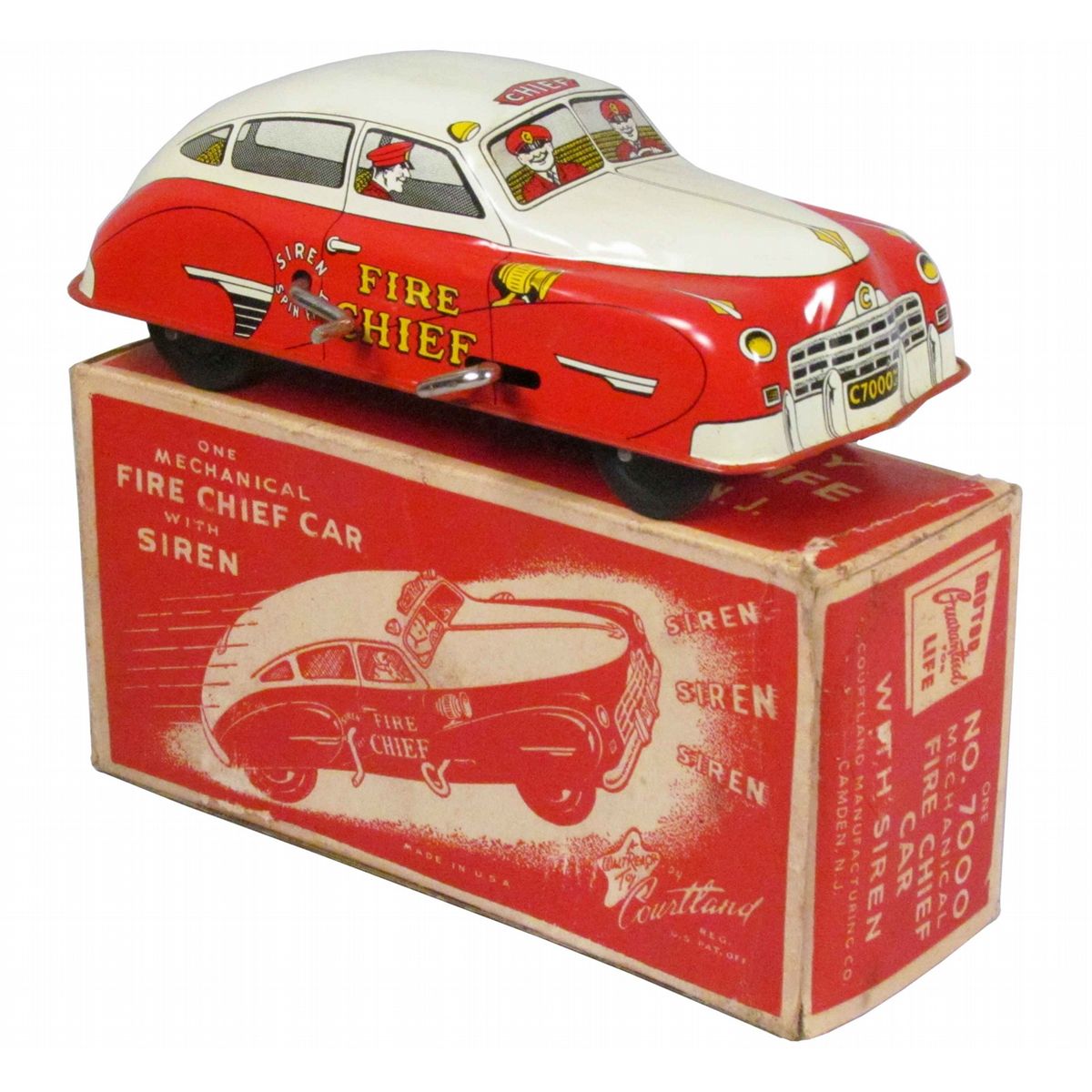 Fire Chief Car Tin Toy by Cortland