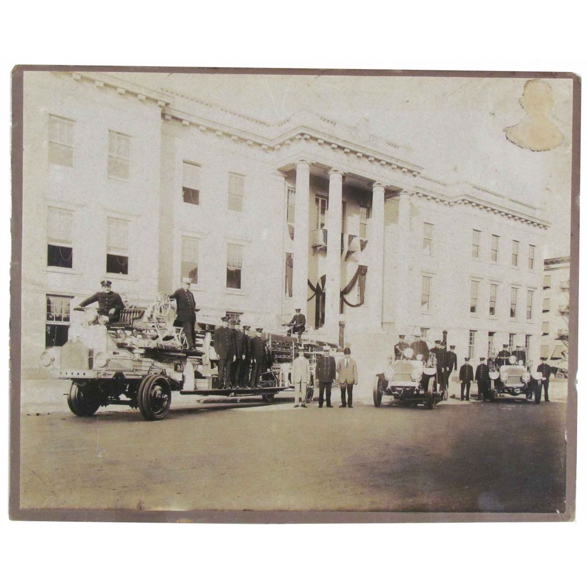 Early Aerial Fire Truck and Chiefs Car Photograph