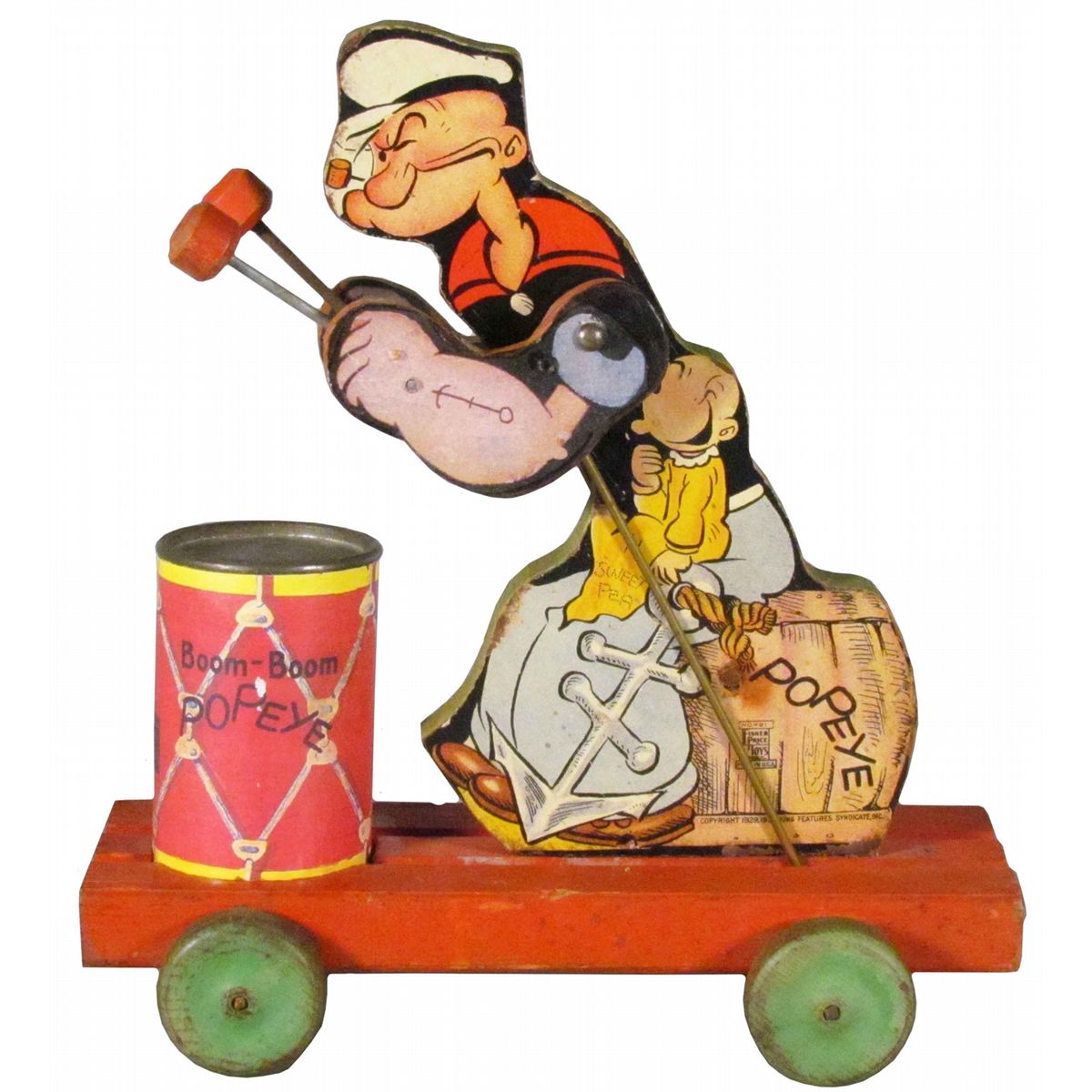 Fisher Price # 488 Popeye Spinach Eater Pull Toy