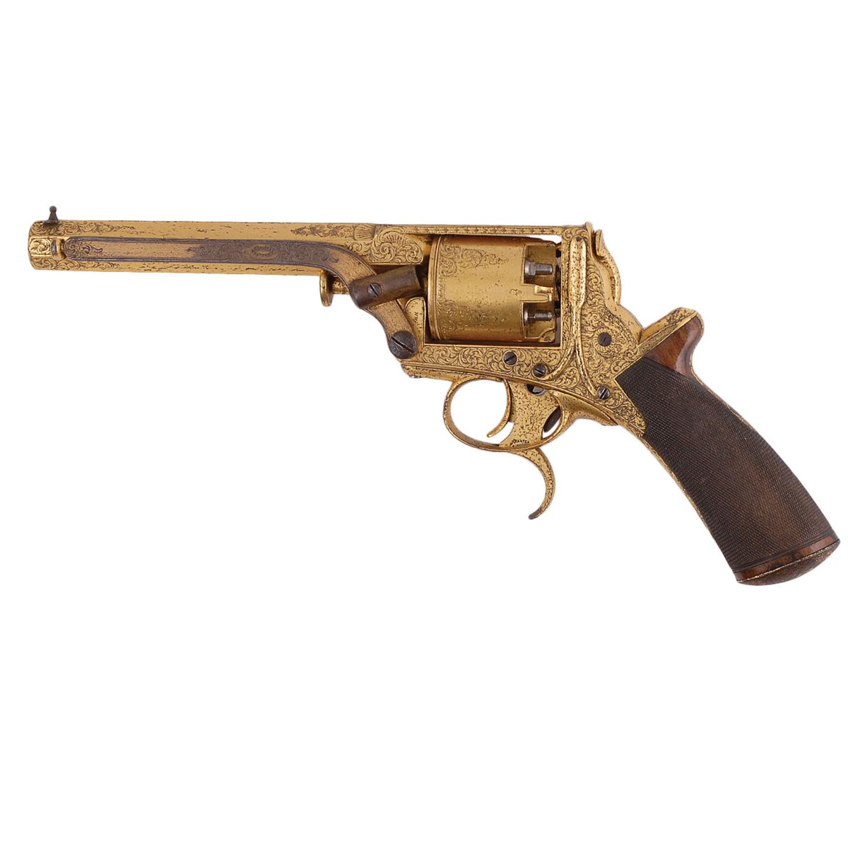 Gold Plated, Engraved, and Cased British Tranter Percussion Revolver ...
