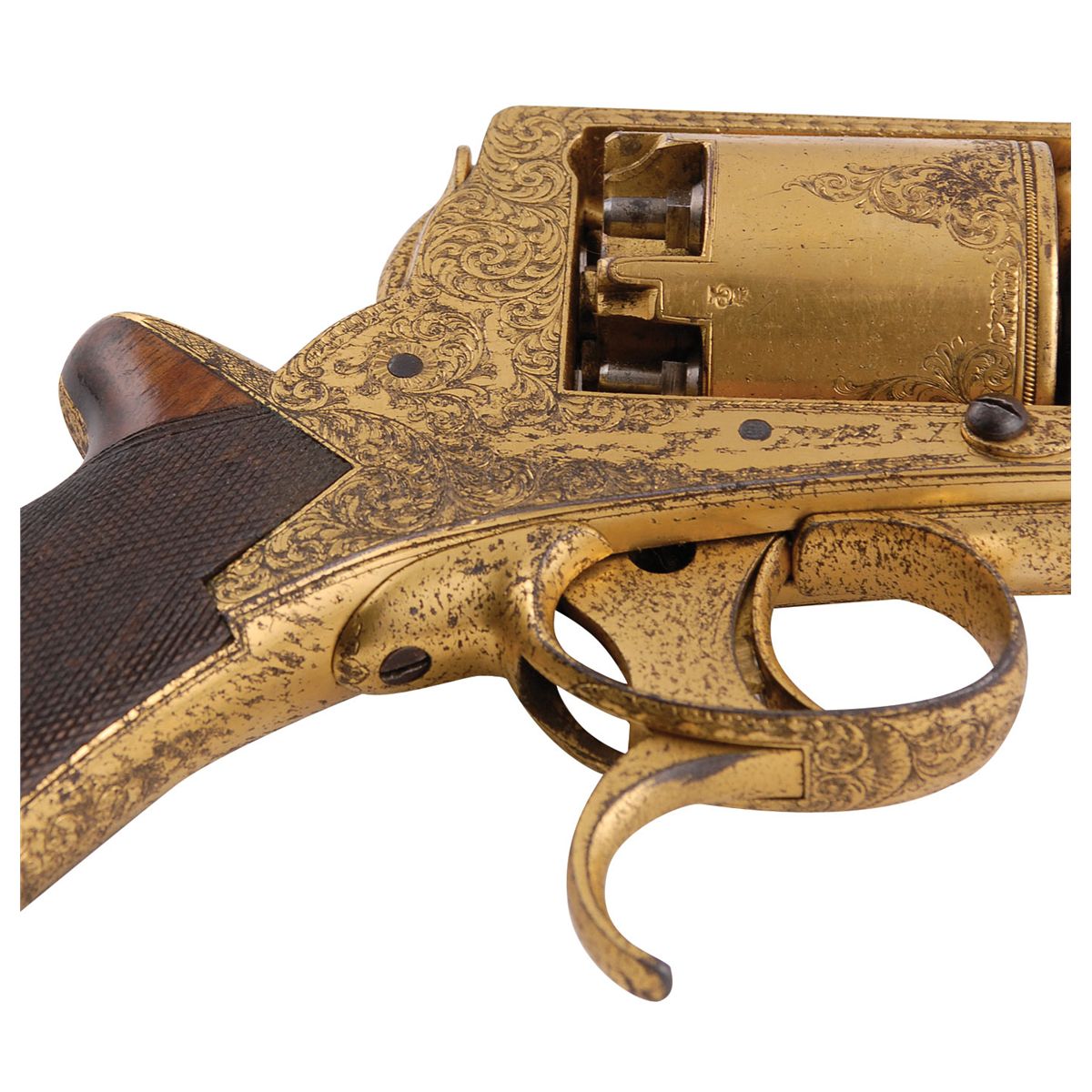 Gold Plated, Engraved, and Cased British Tranter Percussion Revolver ...