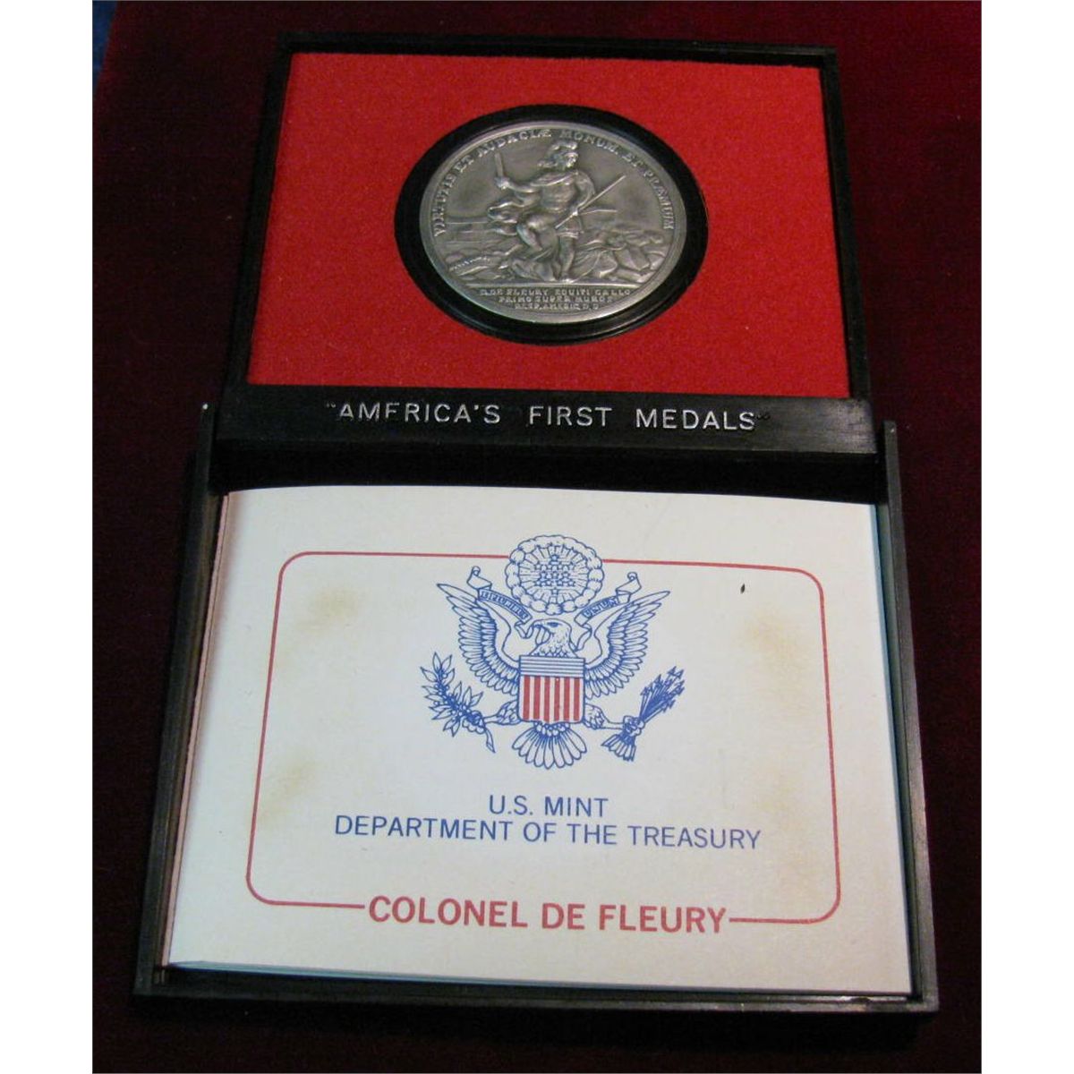 562. America's First Medals. Colonel de Fleury. Pewter. In case.