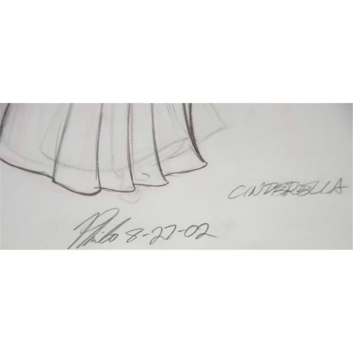 Cinderella Orig Disney Drawing Signed Philo Barnhart