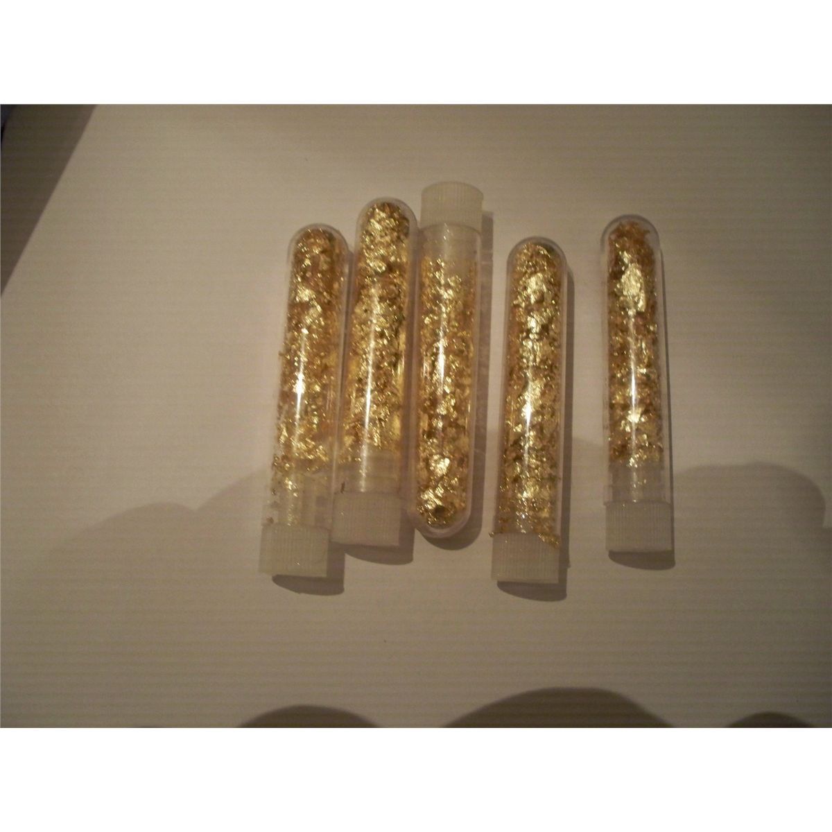 5 Large Vials of Gold Flakes