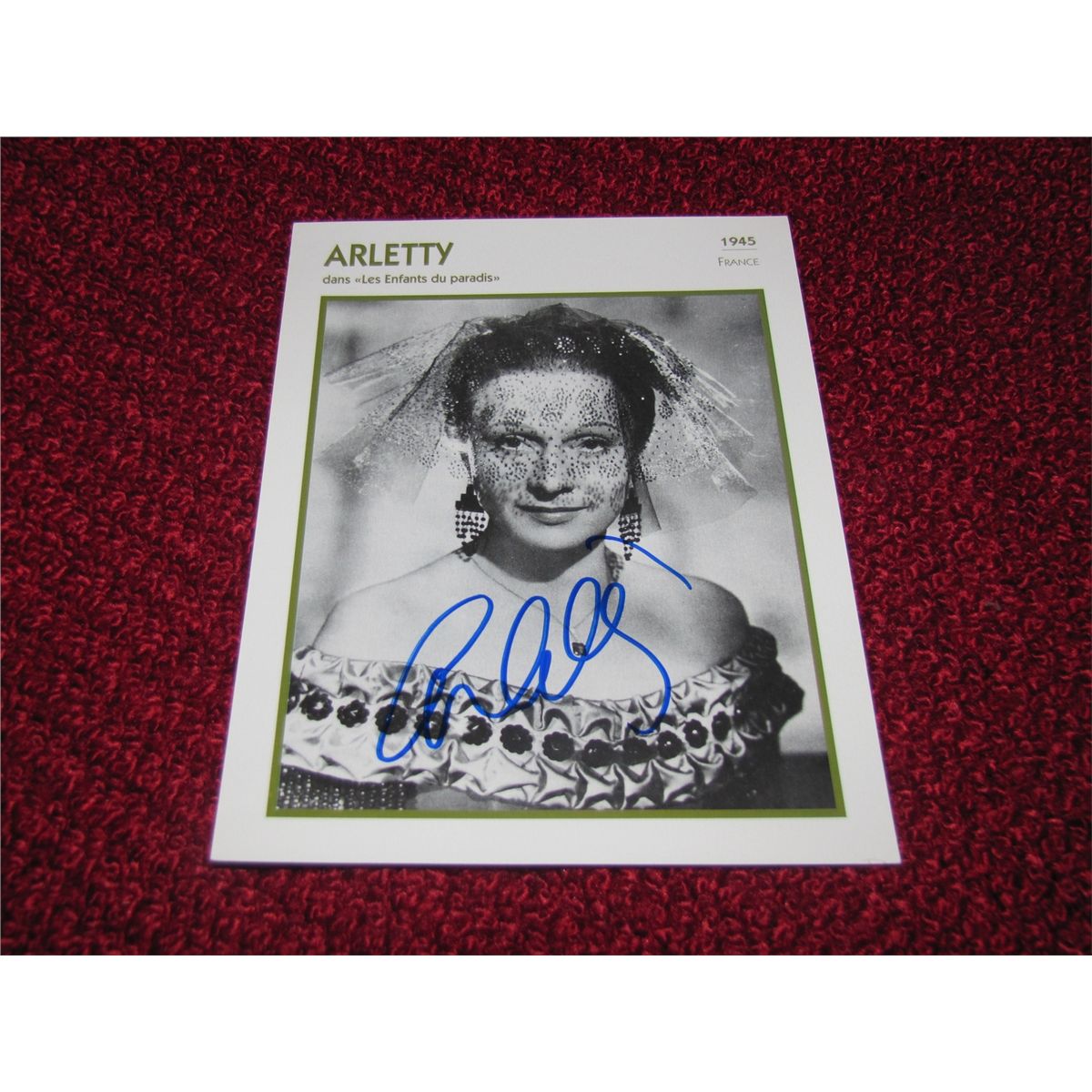 French Actress "Arletty" Fashion Model Autograph