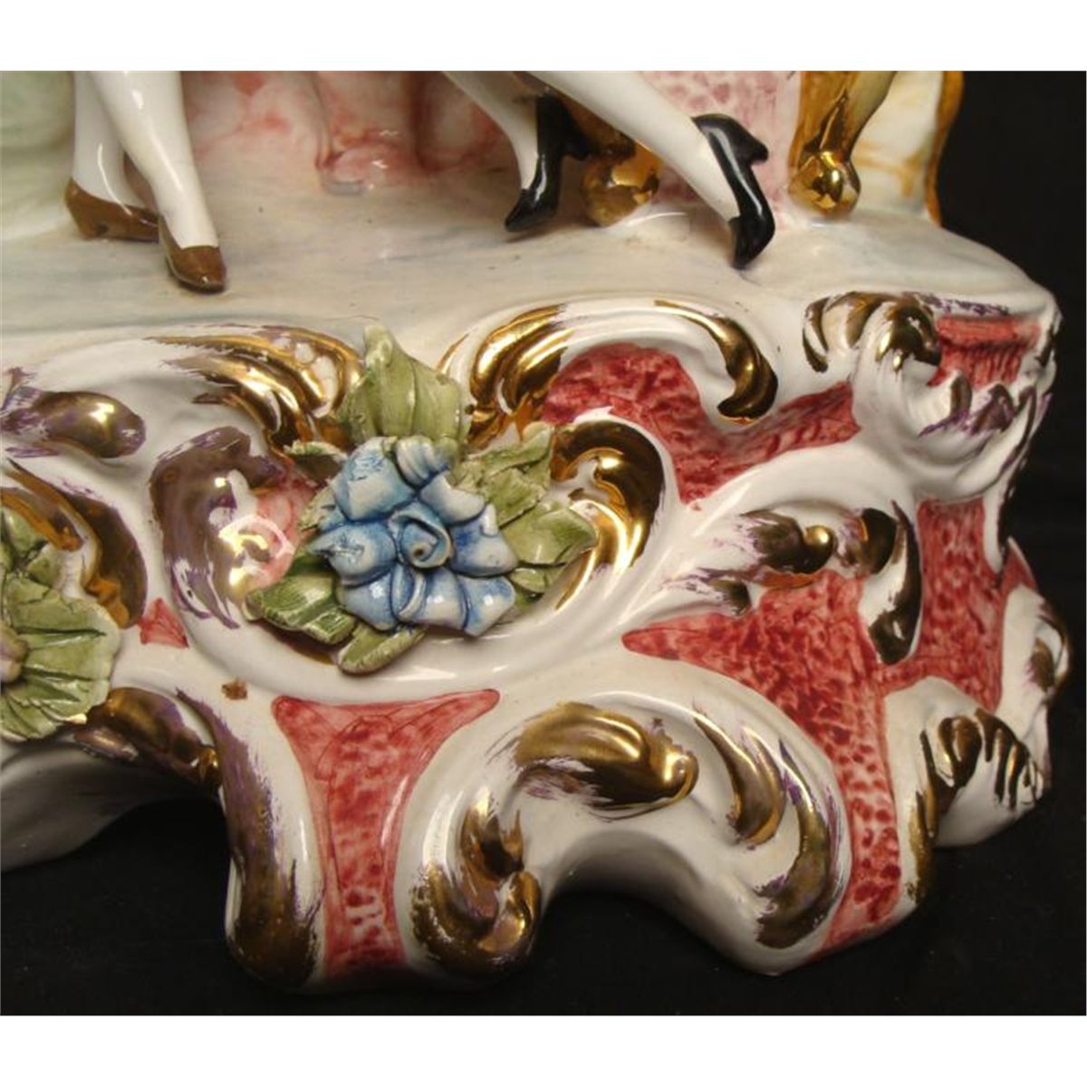 Rococo Ladies Big Porcelain Figural Antique Lamp Italy