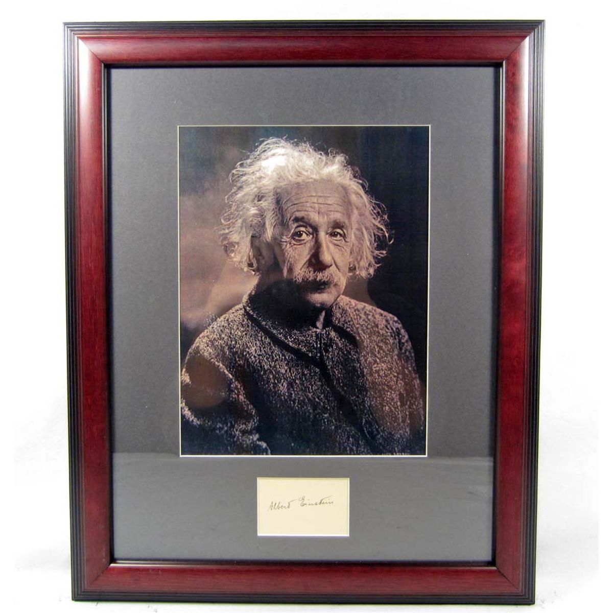 ALBERT EINSTEIN CUT SIGNATURE W/ PICTURE - FRAMED W/ COA