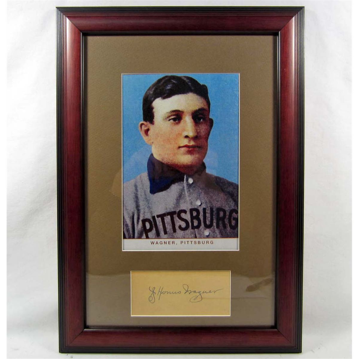 HONUS WAGNER CUT SIGNATURE W/ PICTURE - FRAMED W/ COA