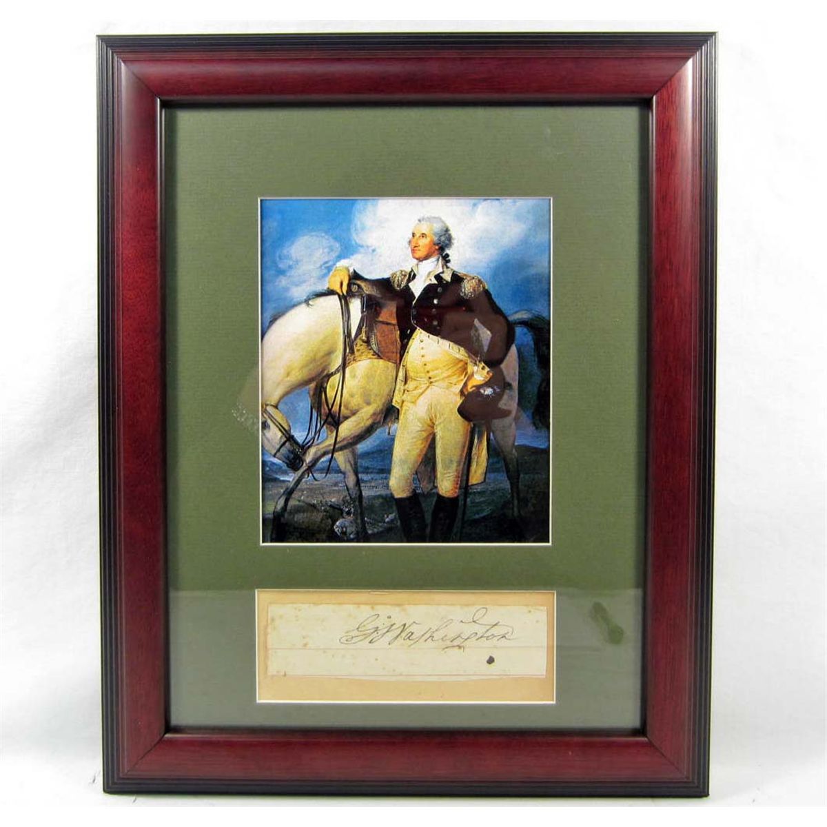 GEORGE WASHINGTON CUT SIGNATURE W/ PICTURE - FRAMED W/ COA