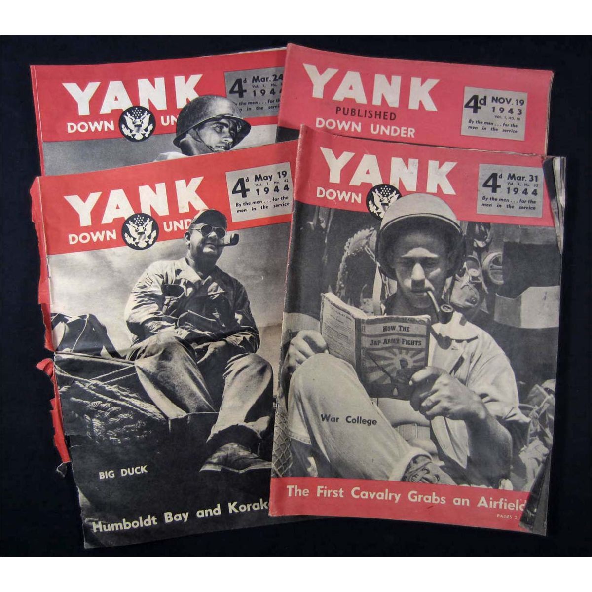 LOT OF 4 WW2 ERA "YANK" MAGAZINES