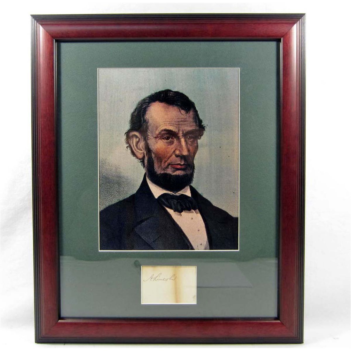 ABRAHAM LINCOLN CUT SIGNATURE W/ PICTURE - FRAMED W/ COA