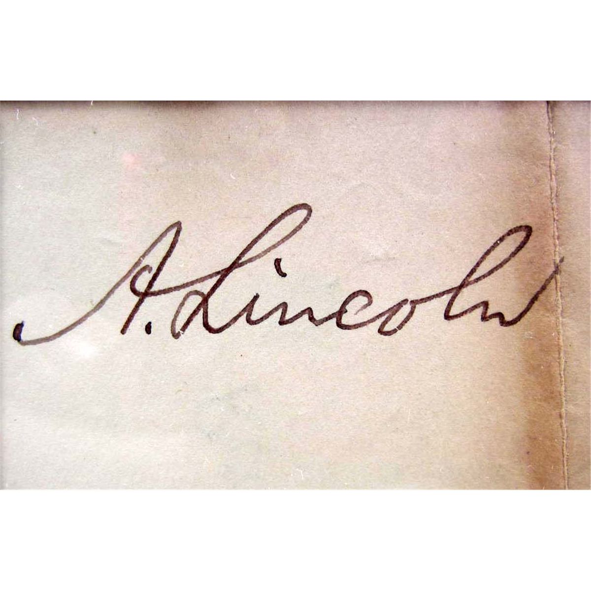 ABRAHAM LINCOLN CUT SIGNATURE W/ PICTURE - FRAMED W/ COA