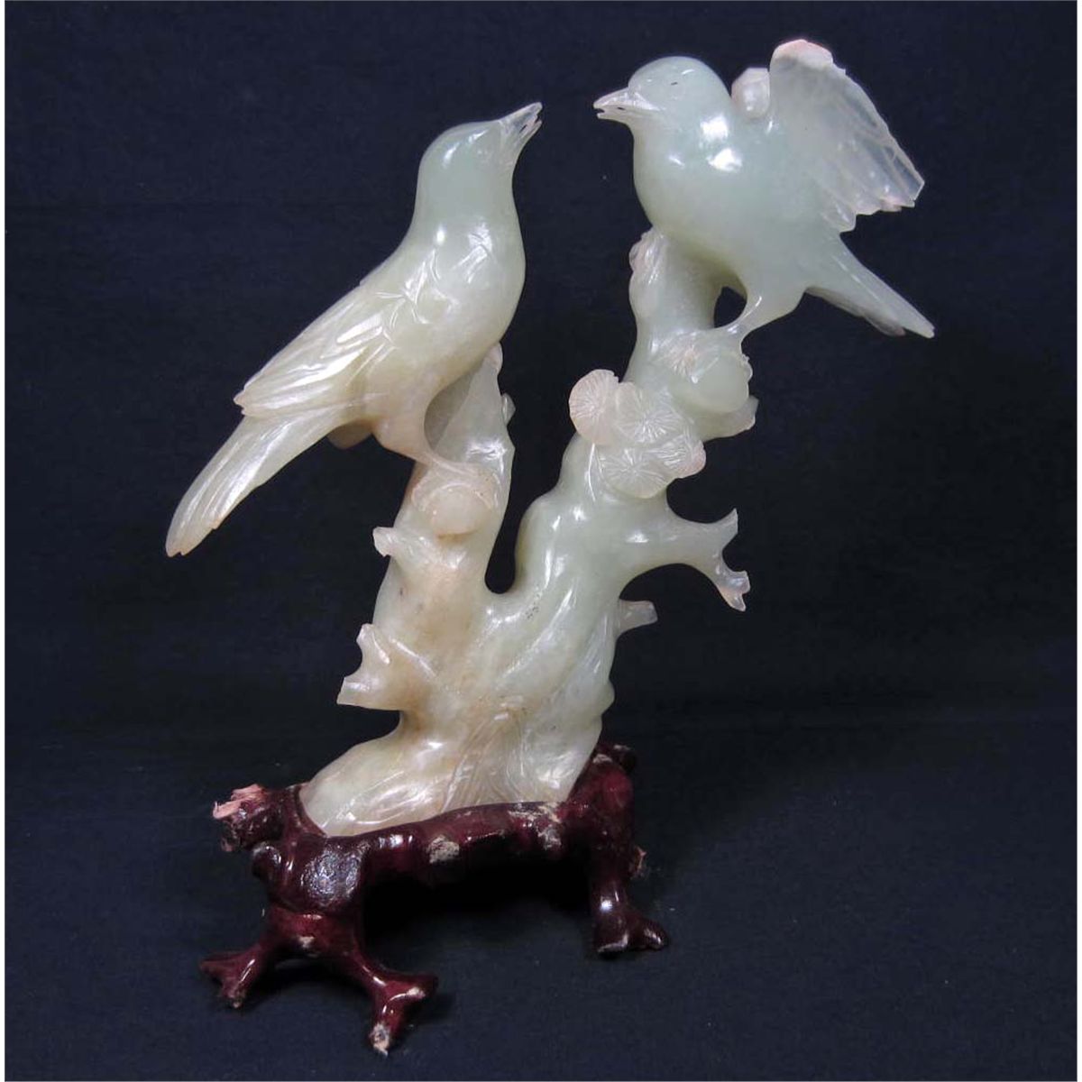 CARVED JADE BIRD FIGURINE W/ STAND