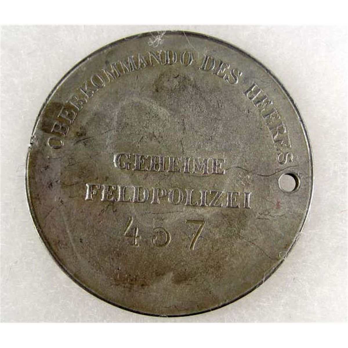 GERMAN NAZI ARMY SECRET FIELD POLICE TAG