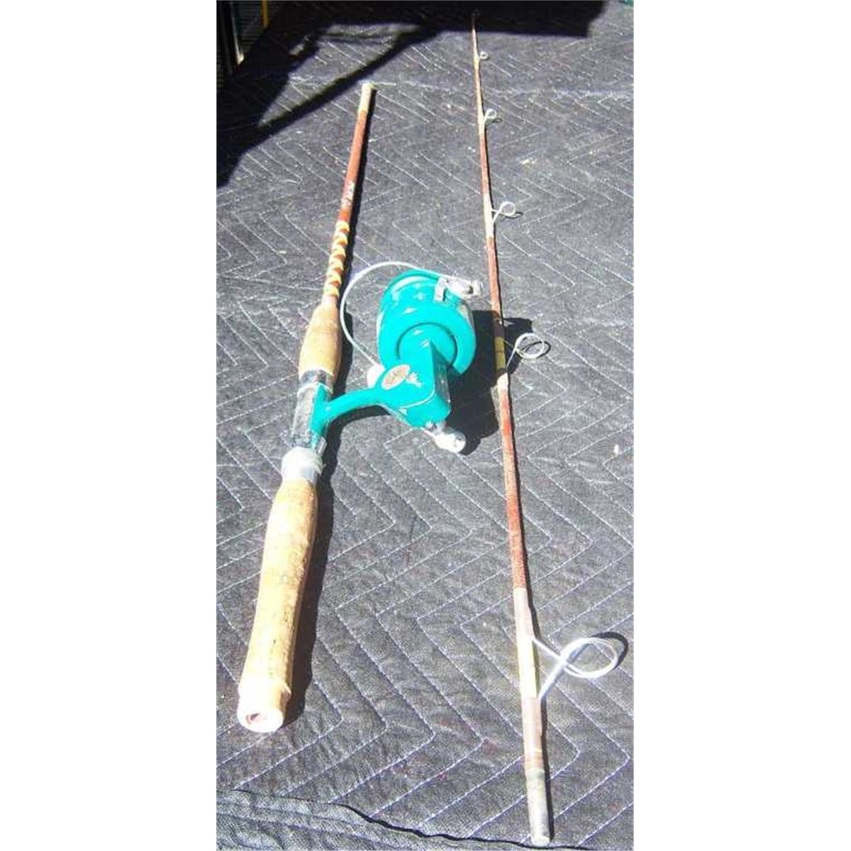 Old Fishing Pole 6' 6", Wood Gold Coast Rod w/ Penn Reel Spinfisher 710.
