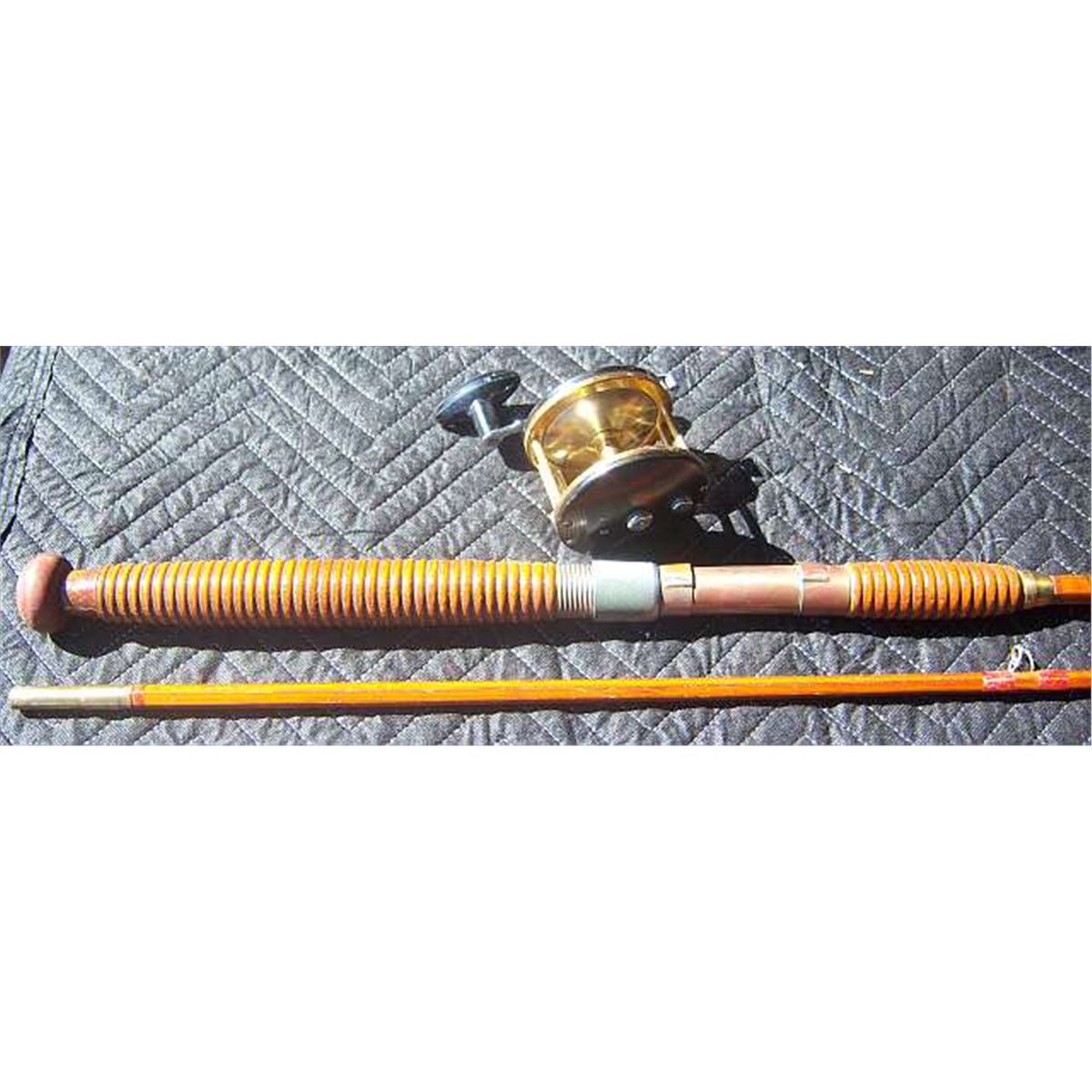 Old Fishing Rod 7'8" Bamboo Surf Rod, "Tonkin" on Stamp (see photo) w ...