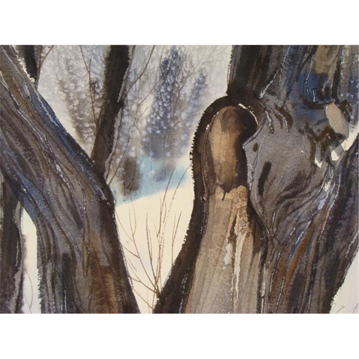 Al Stine Original Watercolor Painting Winter Tree