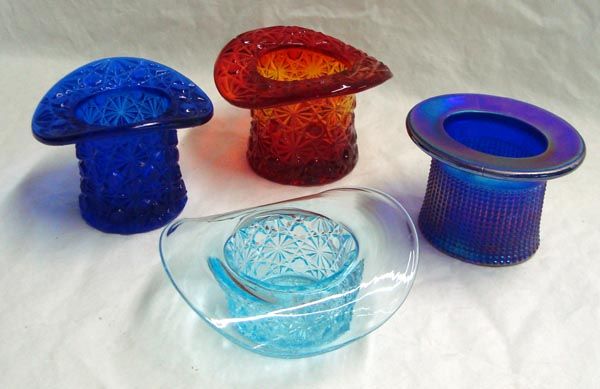 Four Collectible Glass Hats