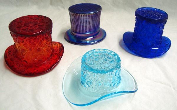 Four Collectible Glass Hats
