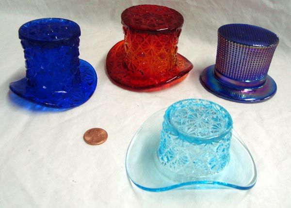 Four Collectible Glass Hats