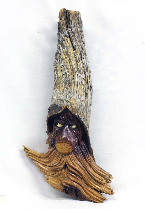 1987 Wood Carving of a Man's Face-RK Wetherbee