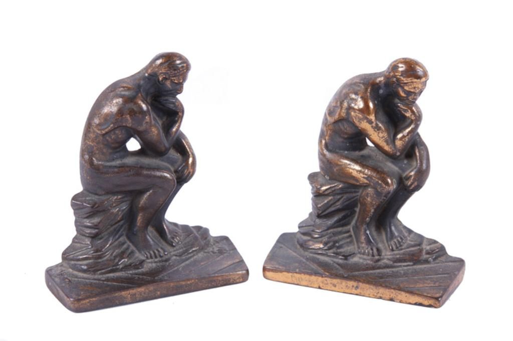 1928 Bronze Bookends entitled "The Thinker"
