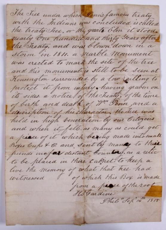 "William Penn Treaty" Tree Box