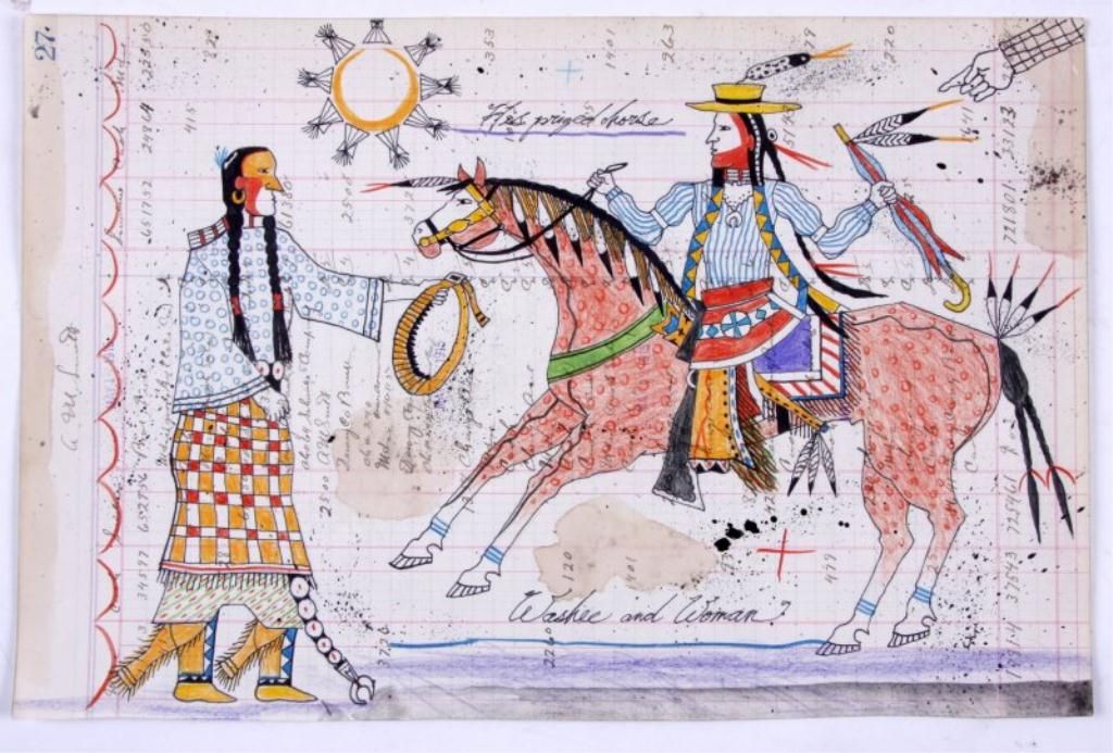 5 Original Ink & Colored Pencil Ledger Art