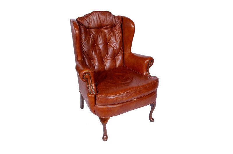 Rust Leather Wingback Chair