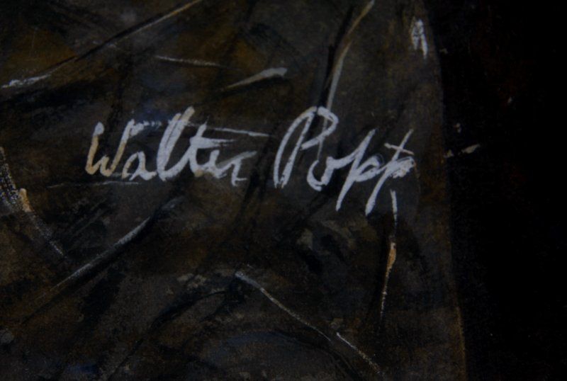 Original Gouache on Paper Signed Walter Popp
