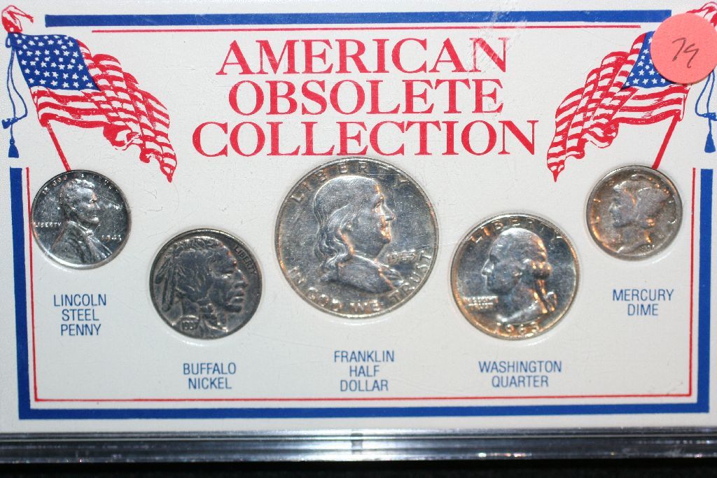 US Mint "American Obsolete" Coin Set; includes 1943 Steel Penny, 1937 ...