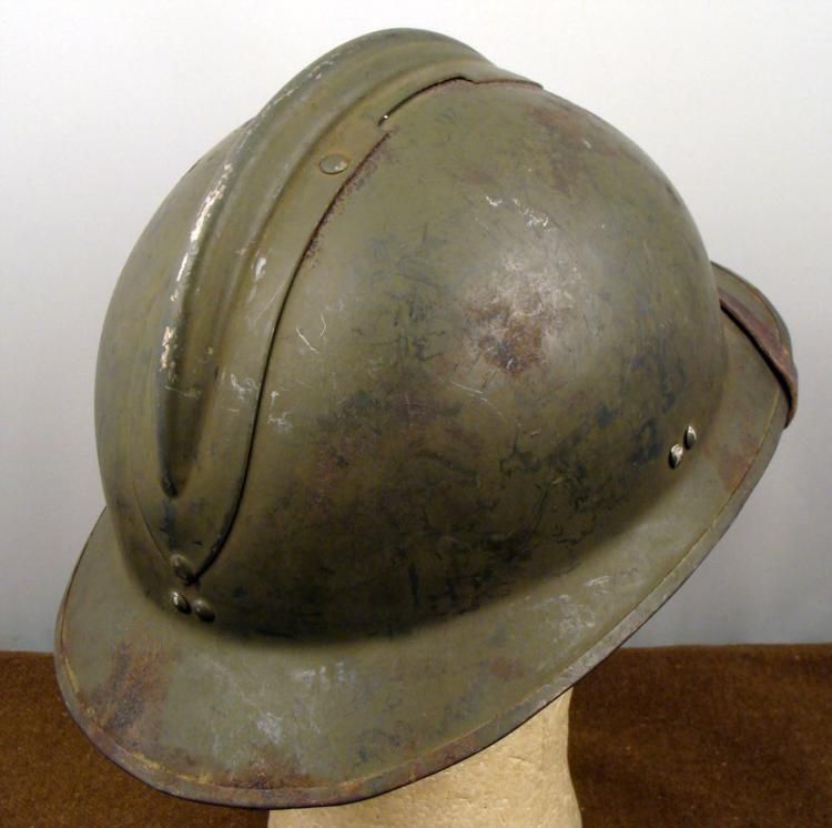 WWII French Adrian Helmet w/ Artillery Insignia