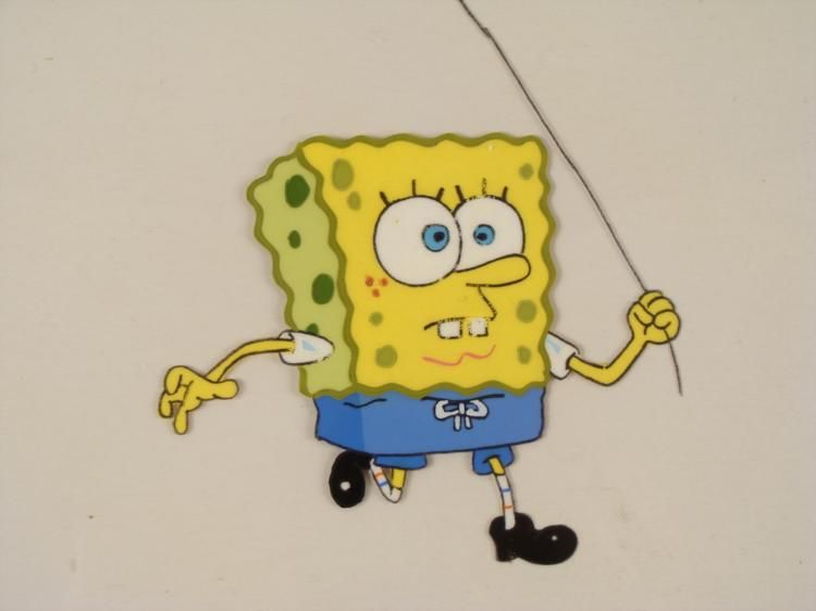 Running SpongeBob w Kite Big Original Animation Cel Art