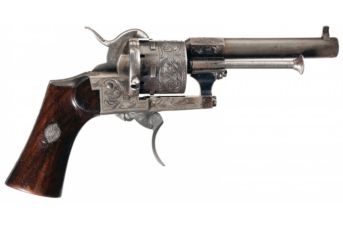 Factory Engraved Lefaucheux Pinfire Revolver with Holster
