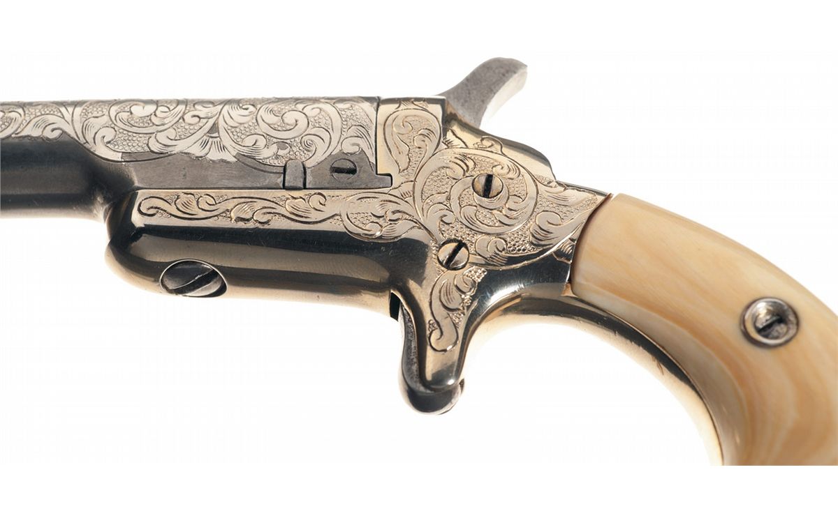 Custom Engraved Colt Third Model 41 Caliber Derringer with Ivory Grips