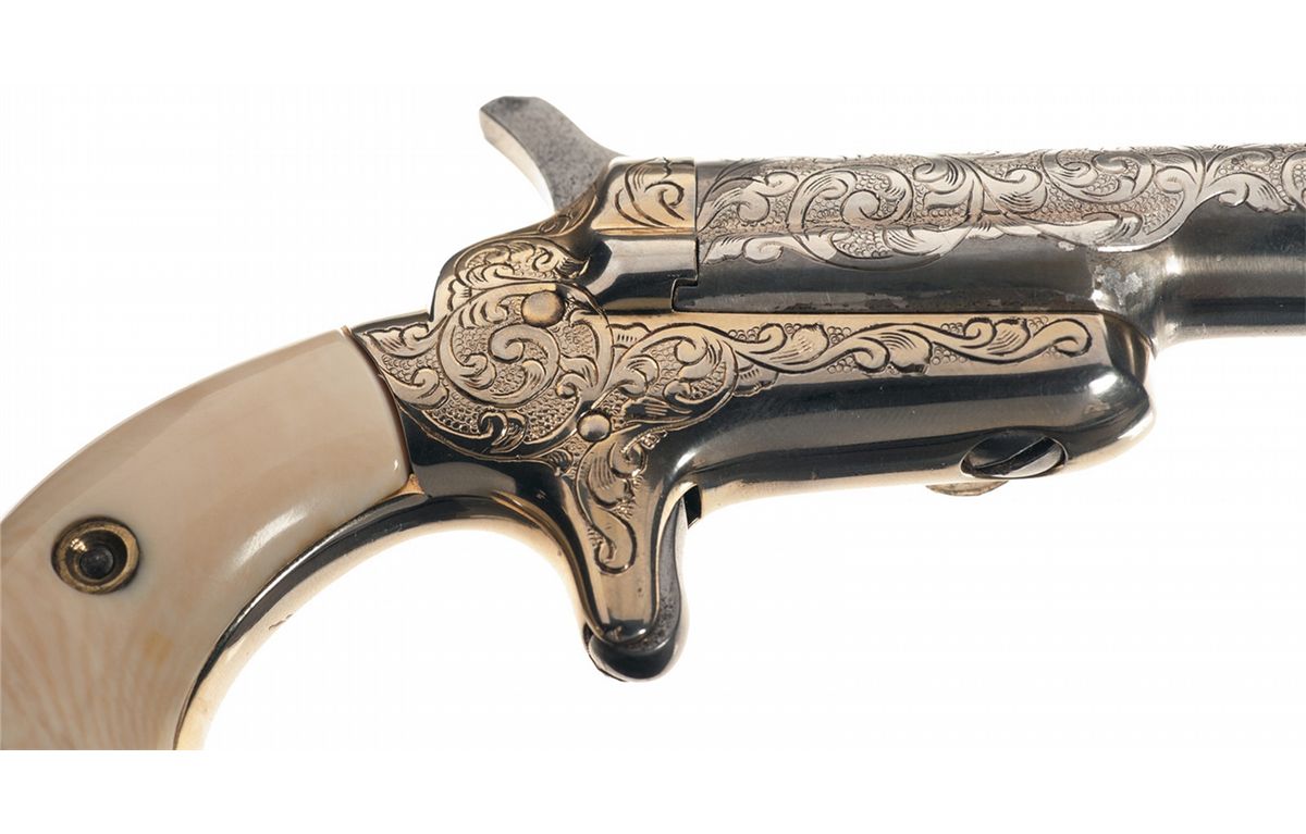 Custom Engraved Colt Third Model 41 Caliber Derringer with Ivory Grips