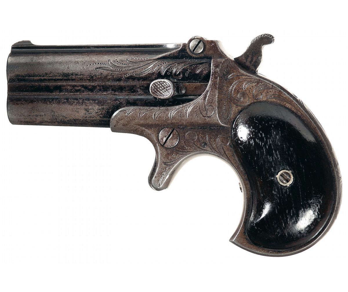 Fine Factory Engraved Remington Over Under Derringer with Blue Finish