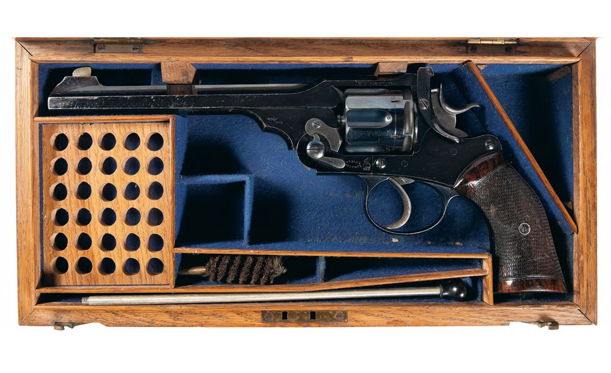Spectacular Cased Webley & Scott Model Webley Green Target Revolver