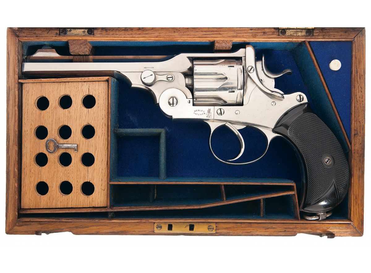 Cased Webley & Scott Model WG Double Action Revolver