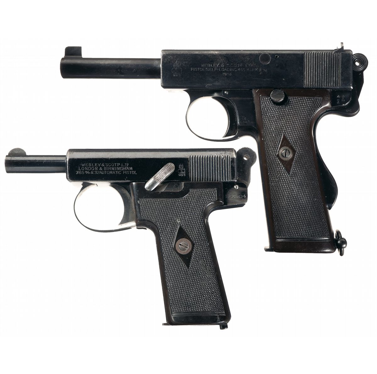 Two Webley & Scott Semi-Automatic Pistols