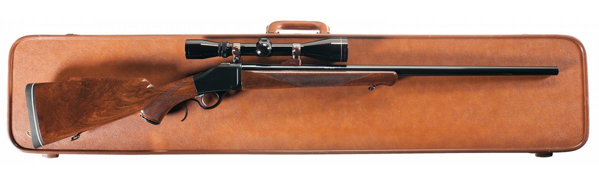 Scoped Browning Model 78 High Wall Single Shot Rifle with Case
