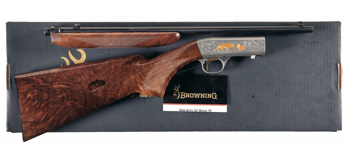 Engraved Browning Grade VI .22 Semi-Automatic Rifle with Box
